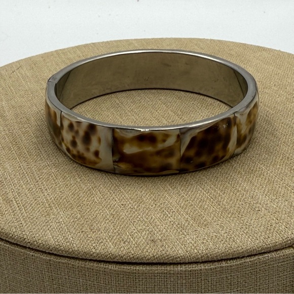 Jewelry | Natural Tiger Cowrie Shell Spotted Brown Brass Bangle ...